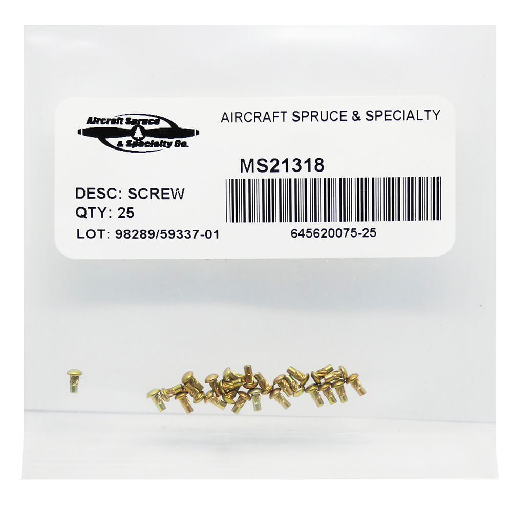 AN535-4-3 Screw MS21318-20 (Pack Of 25) | Aircraft Spruce